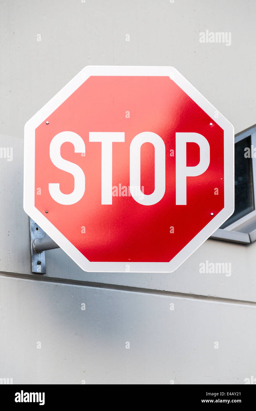 german stop sign on a concrete wall Stock Photo - Alamy
