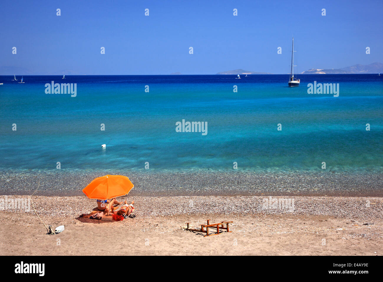 Beach at Kefalos bay, Kos island, Dodecanese, Aegean sea, Greece Stock ...