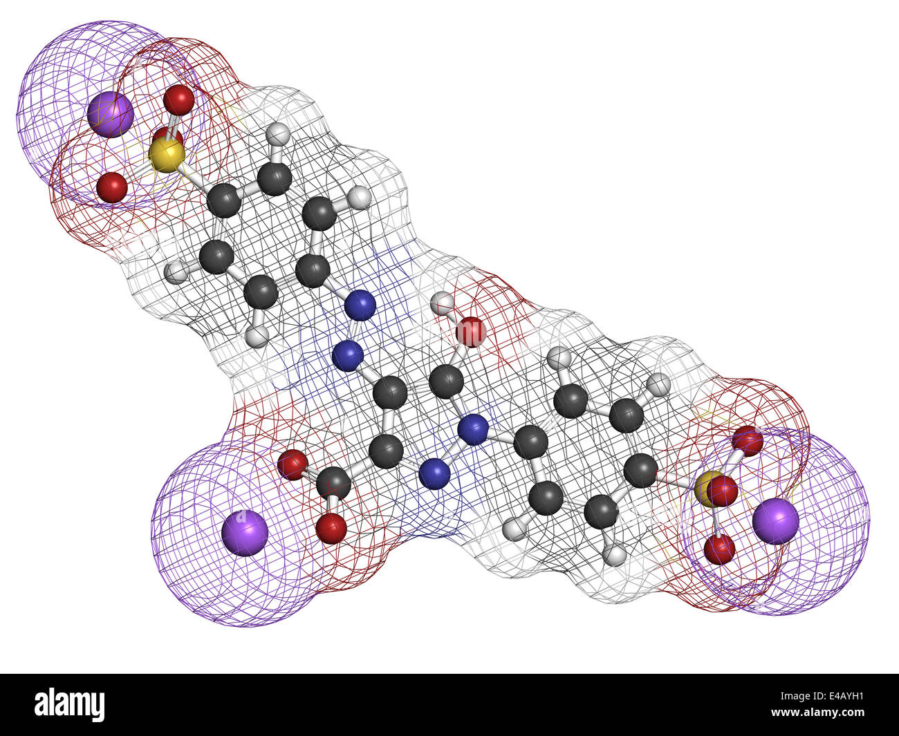Tartrazine (E102) food dye molecule. Yellow azo dye used in food ...