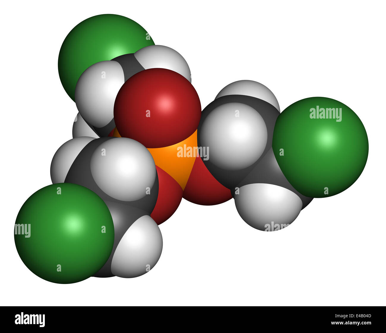 TCEP [tris(2-chloroethyl) phosphate] molecule. Used as flame retardant ...