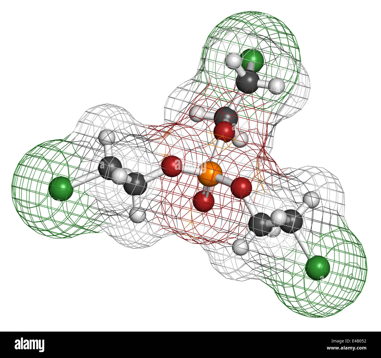 TCEP [tris(2-chloroethyl) phosphate] molecule. Used as flame retardant ...