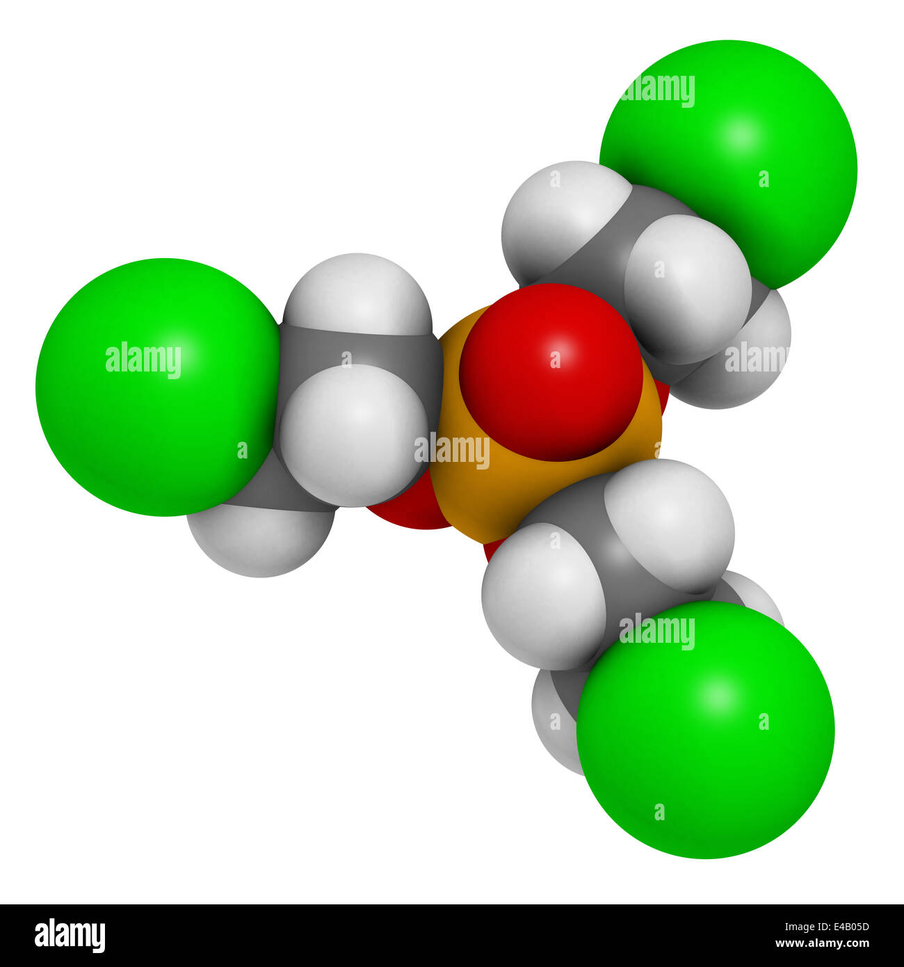 TCEP [tris(2-chloroethyl) phosphate] molecule. Used as flame retardant ...