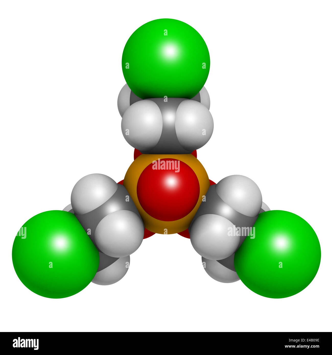 TCEP [tris(2-chloroethyl) phosphate] molecule. Used as flame retardant ...