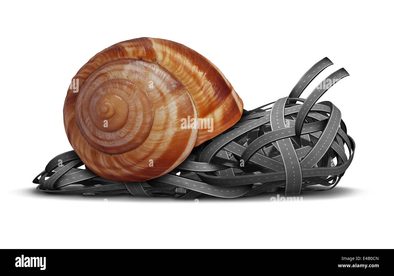 Slow direction business concept as a group of roads shaped as a slow ...