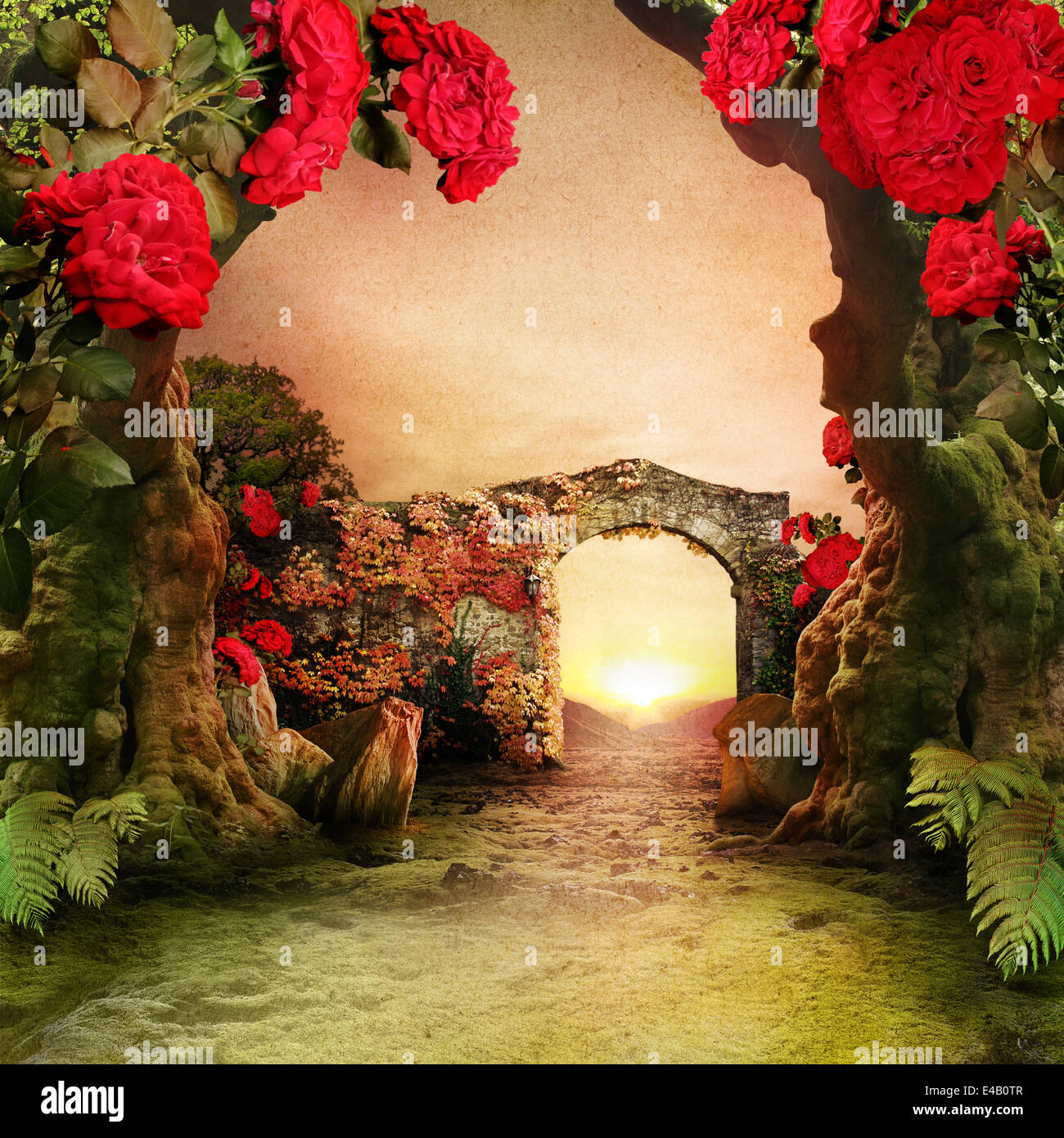 Romantic forest view red roses hi-res stock photography and images - Alamy