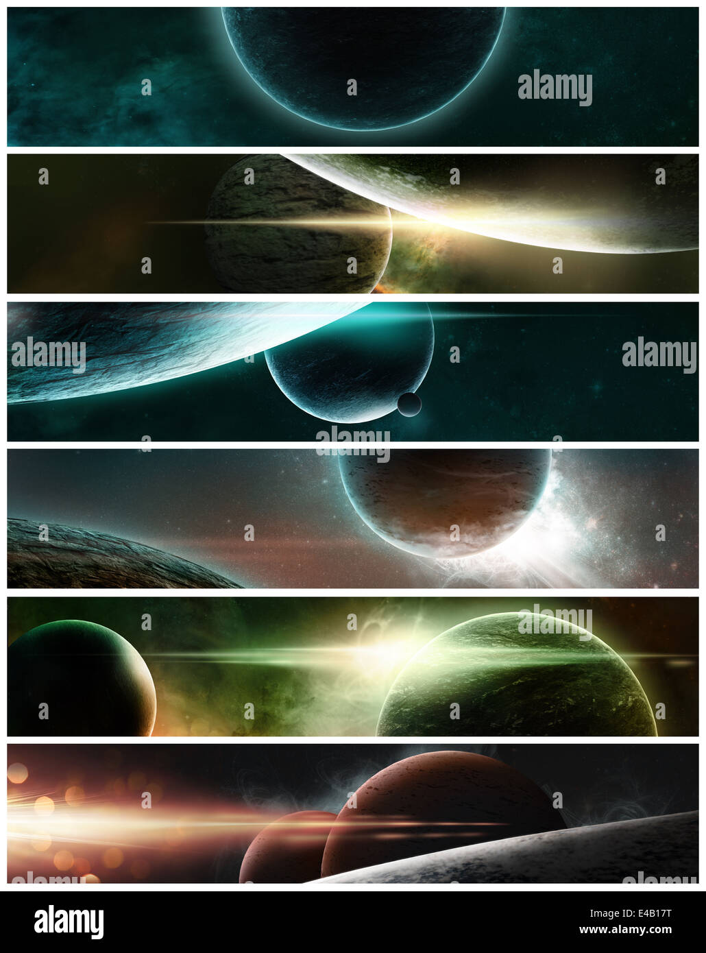 Planets on a starry background Banner Stock Photo - Alamy