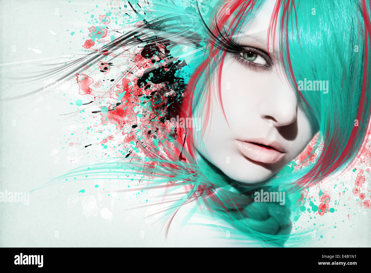 Colorful artwork with beautiful woman Stock Photo - Alamy