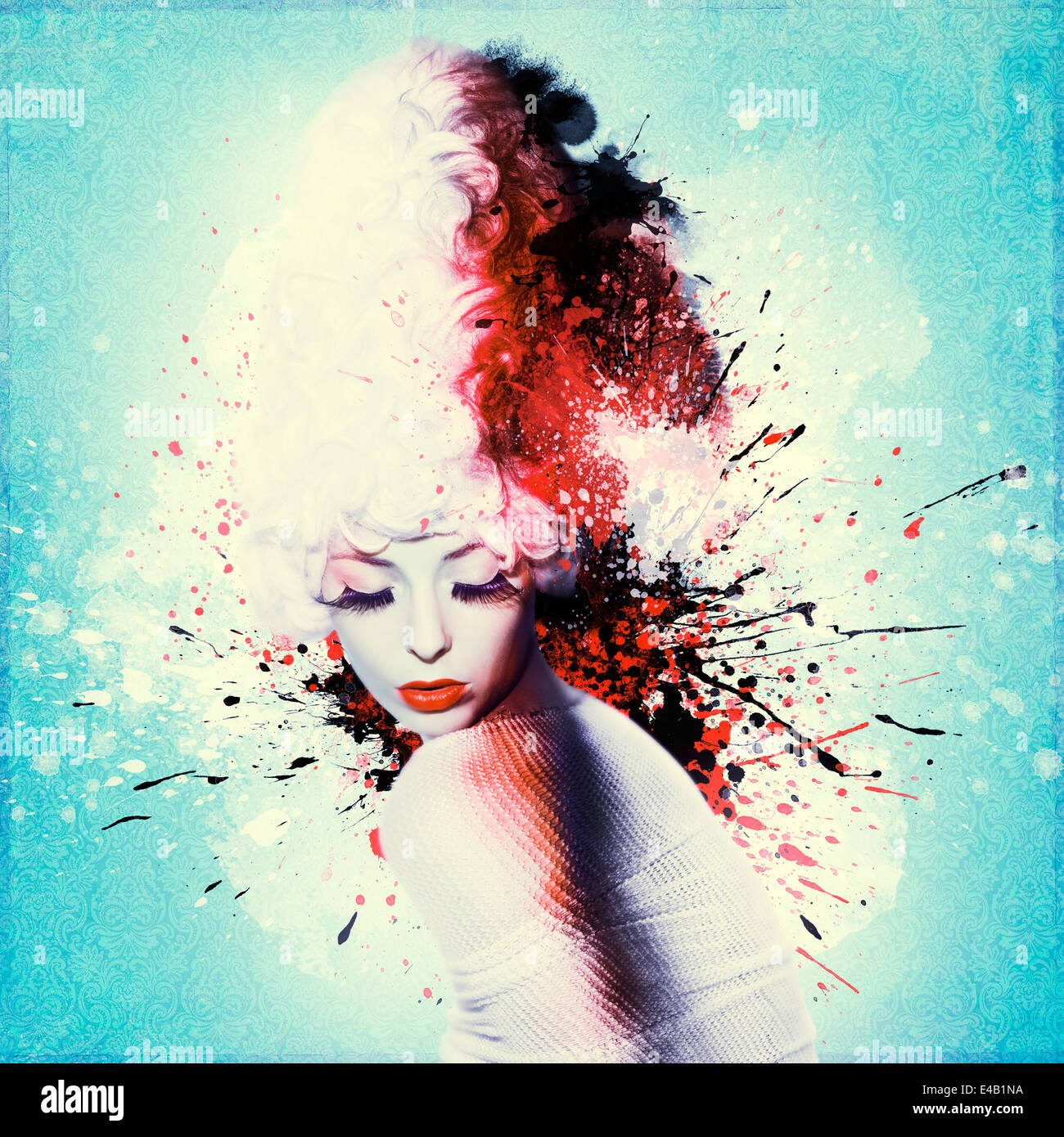 Colorful artwork with beautiful woman Stock Photo - Alamy