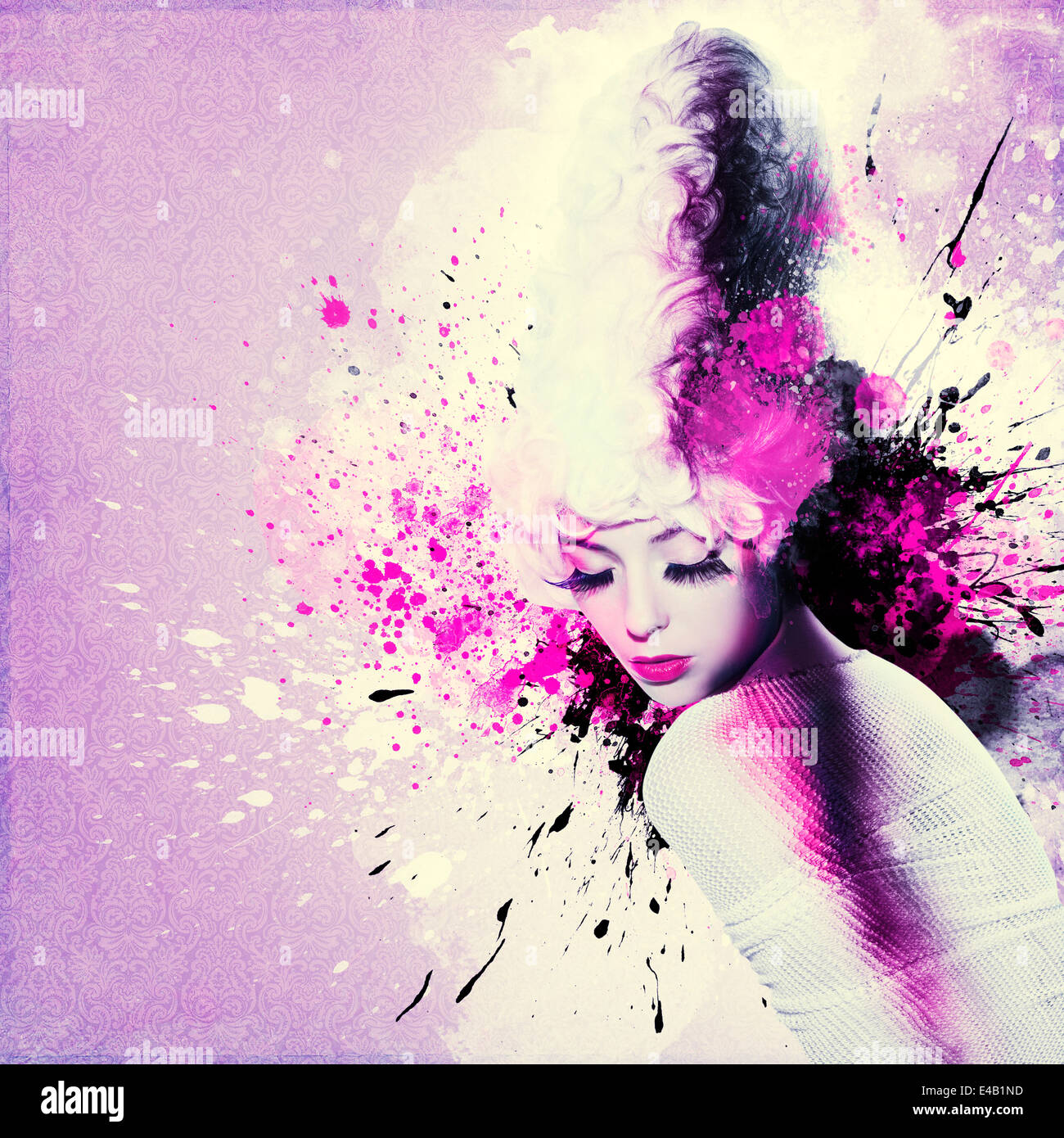 Colorful artwork with beautiful woman Stock Photo - Alamy