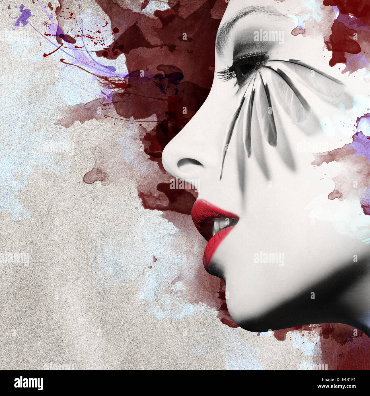 Colorful artwork with beautiful woman Stock Photo - Alamy