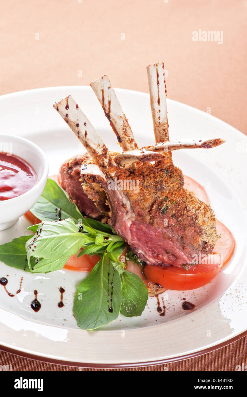 roasted lamb rib Stock Photo - Alamy