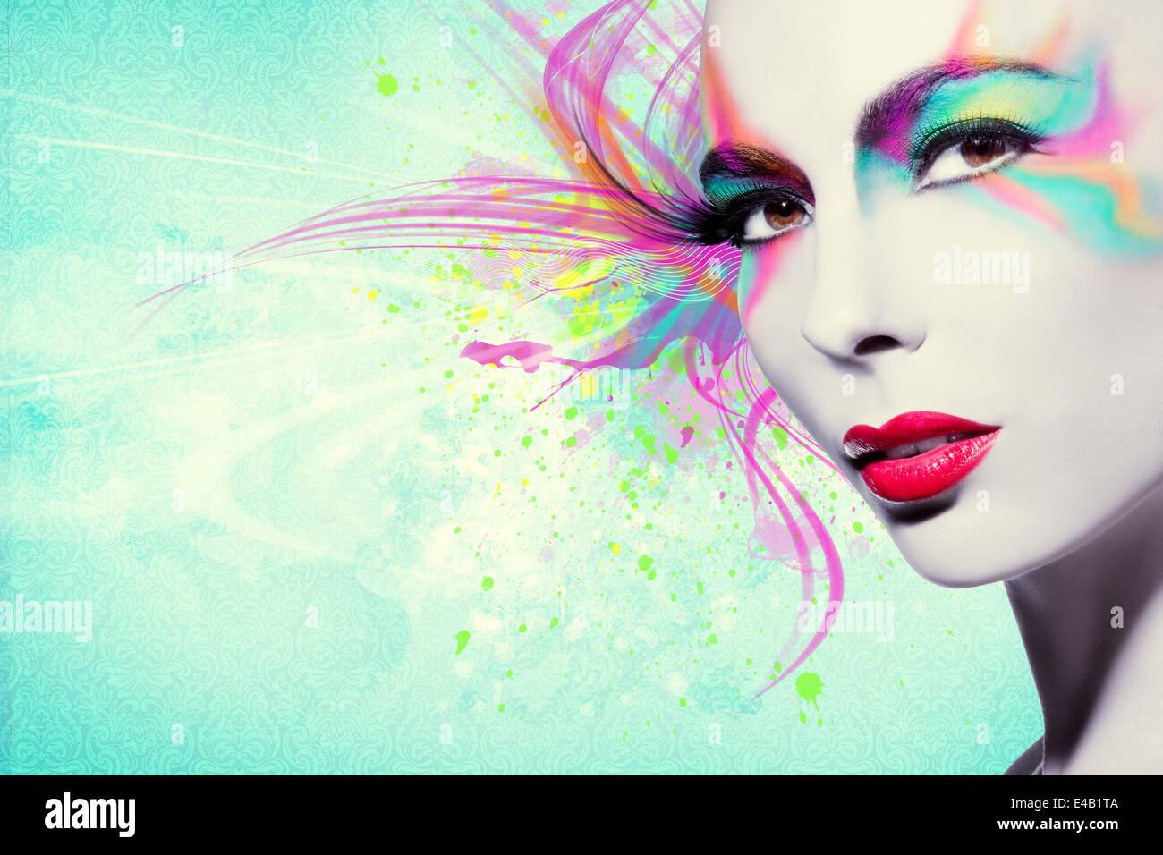 Colorful artwork with beautiful woman Stock Photo - Alamy