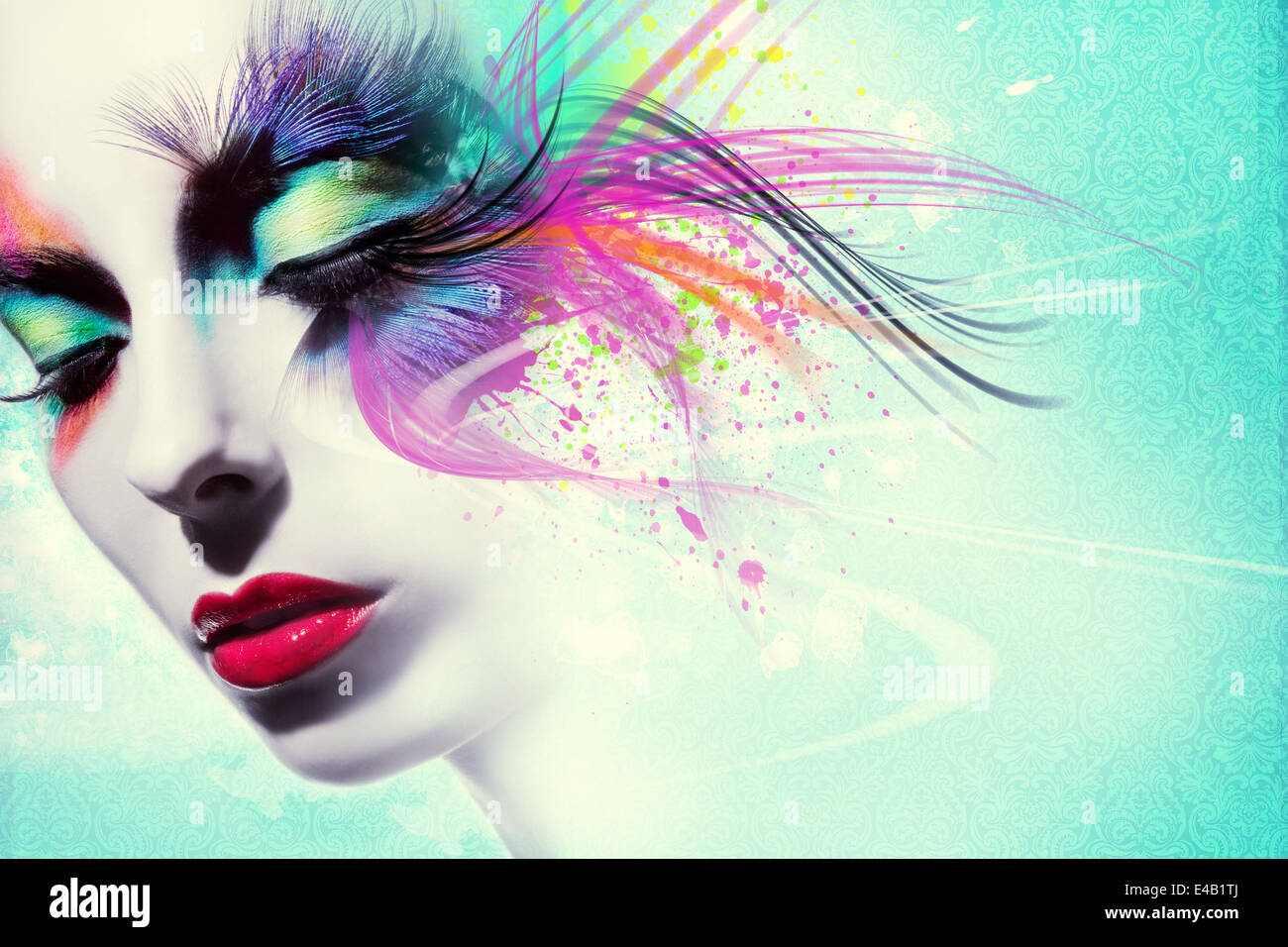 Colorful artwork with beautiful woman Stock Photo - Alamy