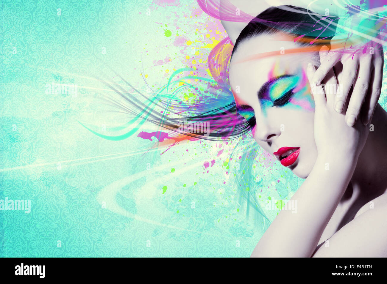 Colorful artwork with beautiful woman Stock Photo - Alamy