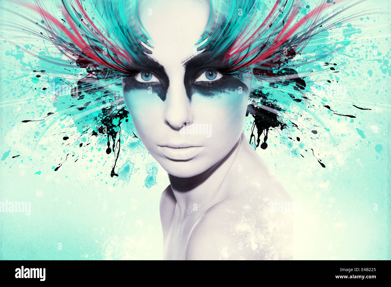 Colorful artwork with beautiful woman Stock Photo - Alamy