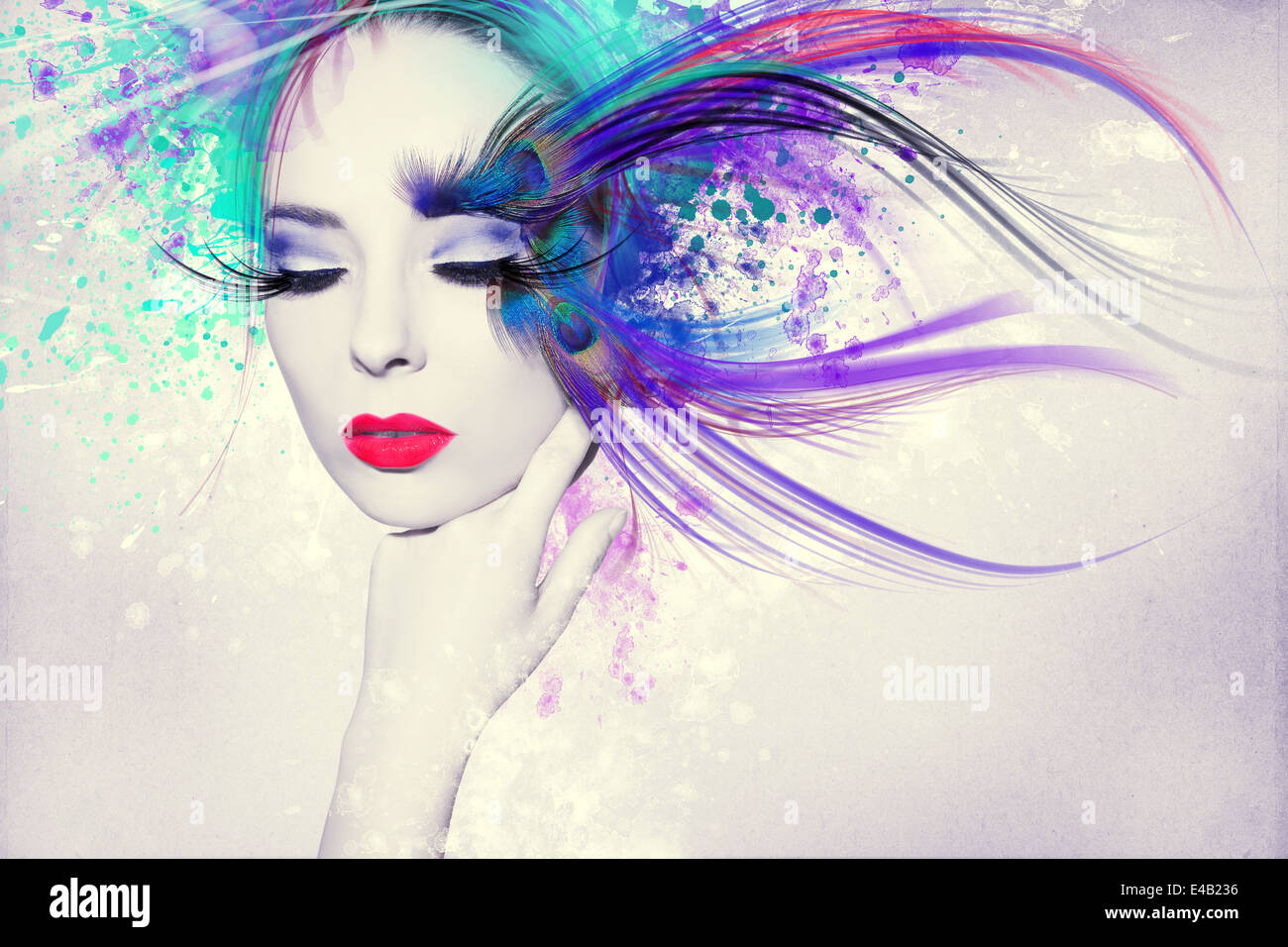 Colorful artwork with beautiful woman Stock Photo - Alamy