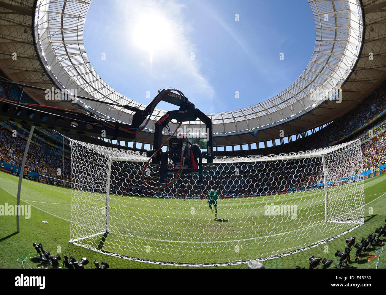 General view of television camera at football match hi-res stock ...