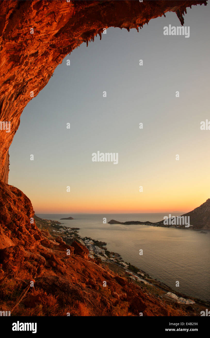 Sunset in the famous "Grande Grotta", one of the most popular climbing ...