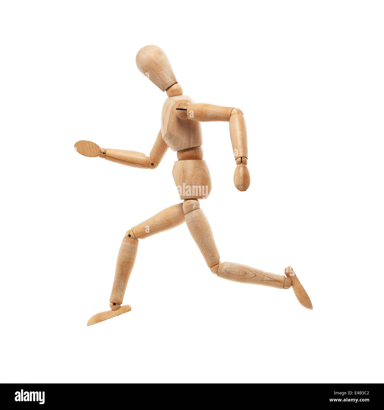 Wood model with running pose isolated on white background Stock Photo ...