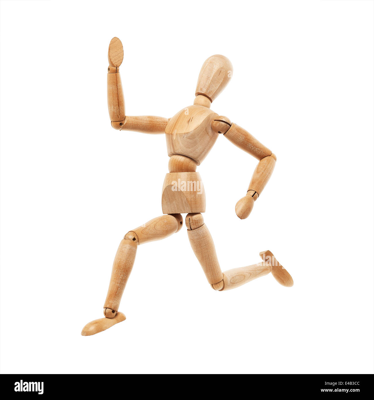 Wood model with running pose isolated on white background Stock Photo ...