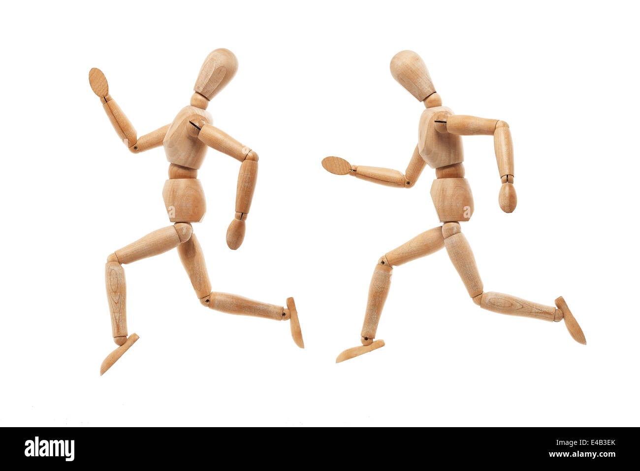 Wood men model with running away pose isolated on white background ...