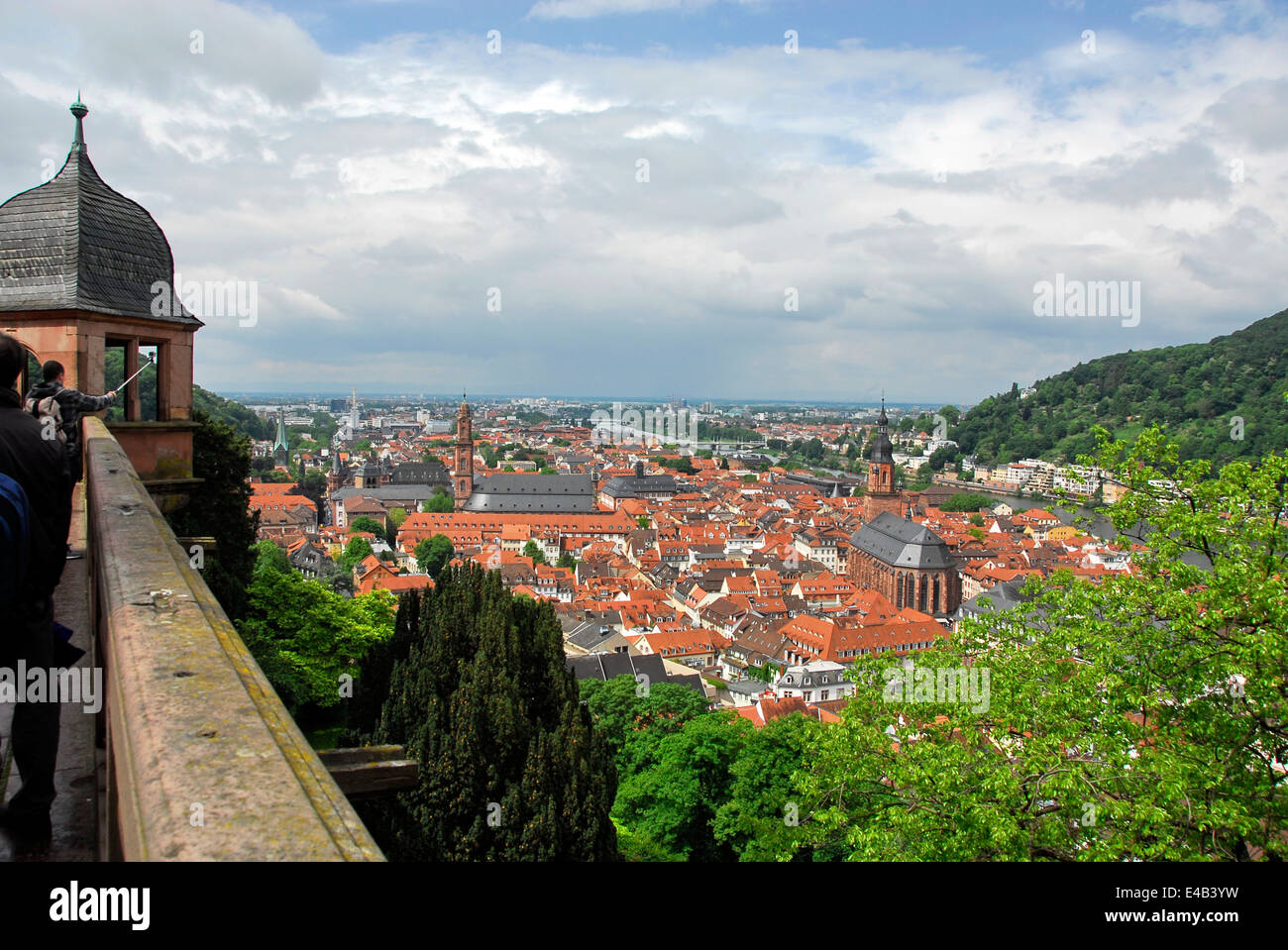 View of Old Town from the Old Heidelberg Castle in Heidelberg, Germany ...