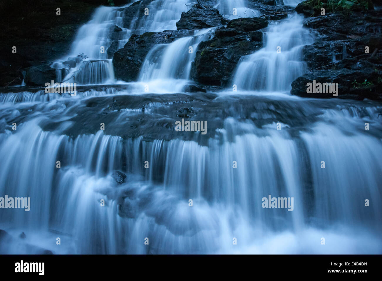 Evening view of scenic Trahlyta Falls at Vogel State Park in the Blue ...
