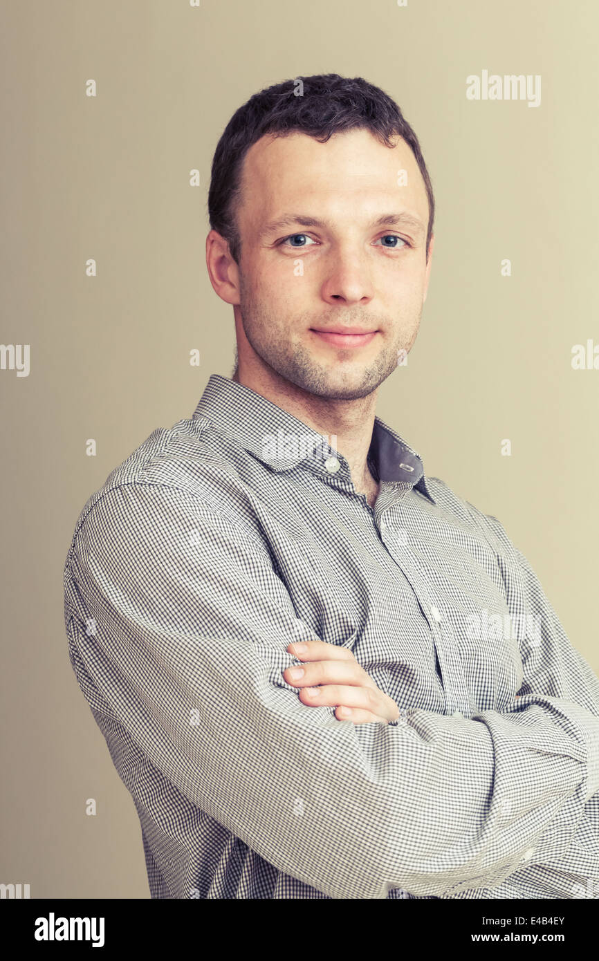 Young Caucasian Man, casual studio portrait, with toned effect Stock ...