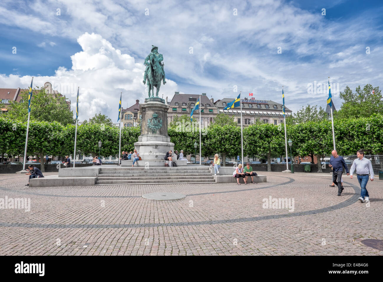 The big square and the equestrian statue of Swedish king Charles X ...