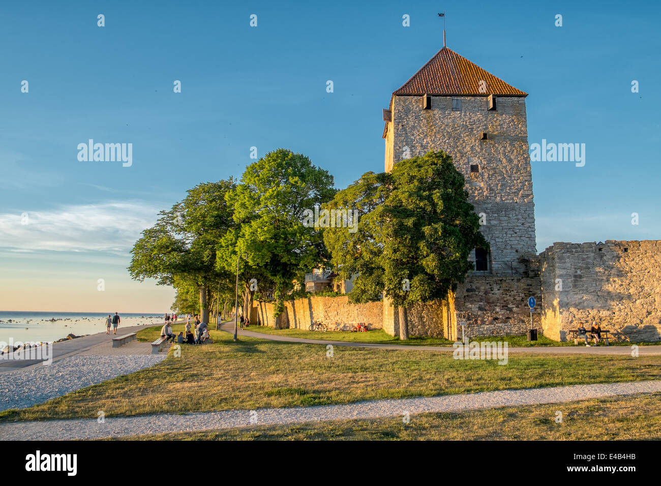 Visby city wall on Gotland in Sweden Stock Photo - Alamy
