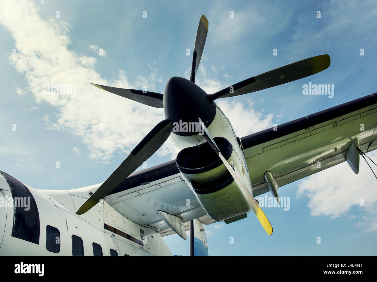 Retro style of engine propeller aircraft Stock Photo - Alamy