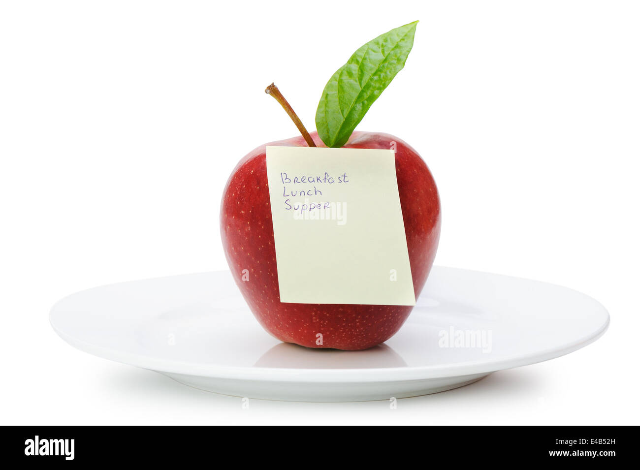 Apple with paper notes isolated on white Stock Photo - Alamy
