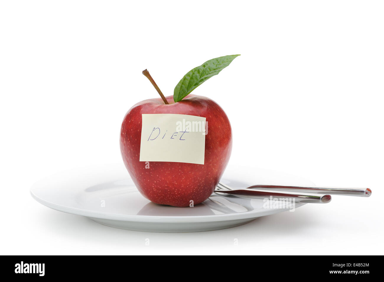 Apple with a paper note Stock Photo - Alamy