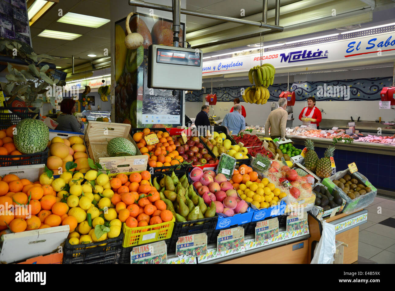 Fruit display, Indoor Market (Mercat), Altea, Costa Blanca, Alicante ...