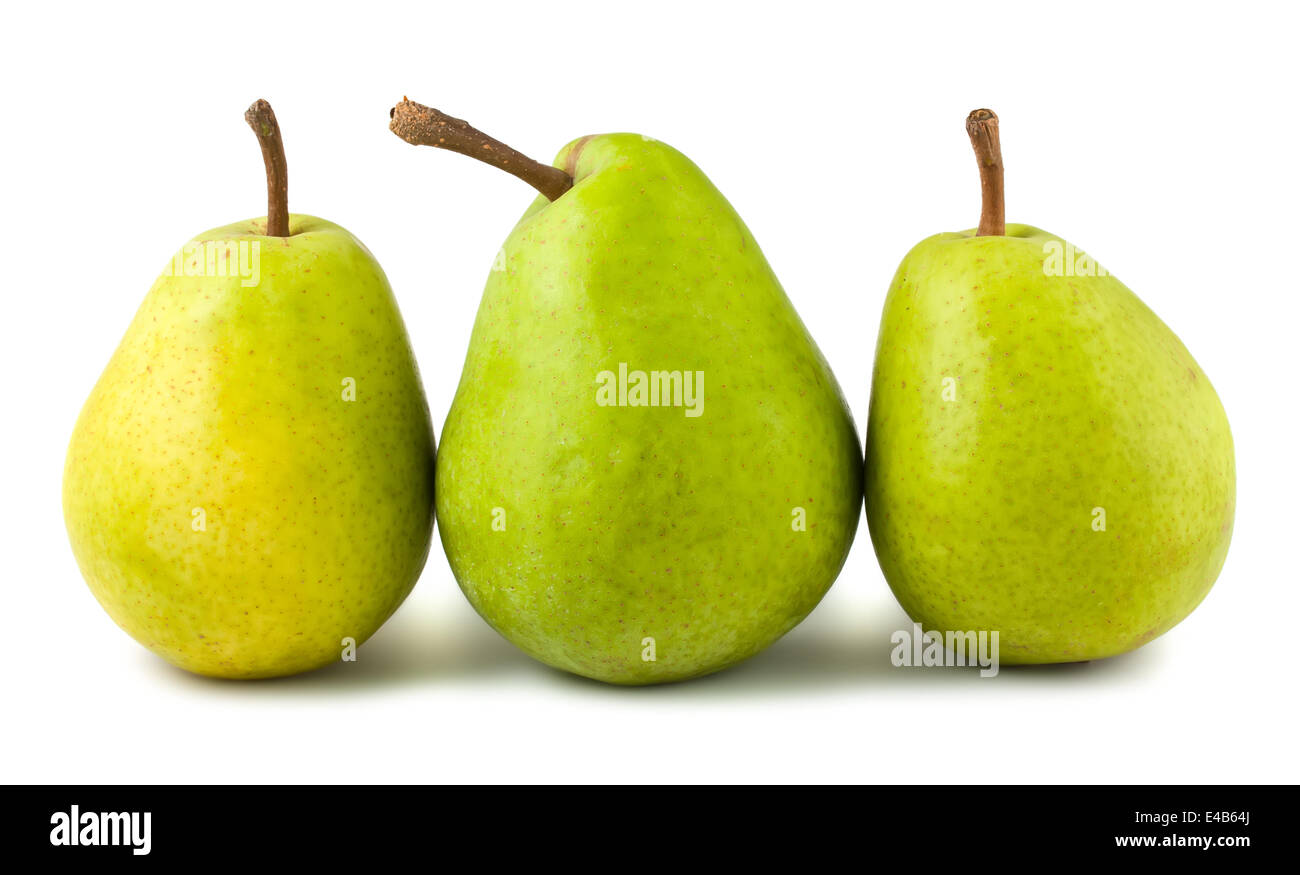 Three ripe green pears Stock Photo - Alamy