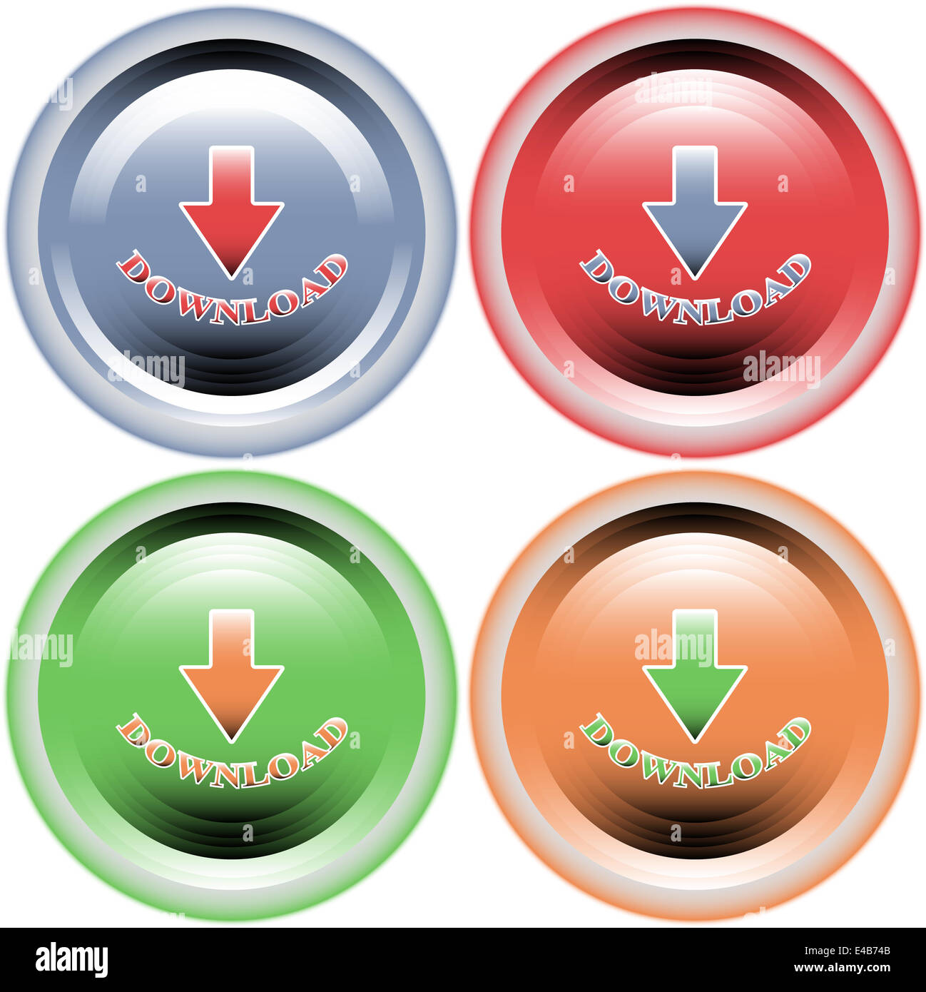 Four multi-colored buttons download Stock Photo - Alamy