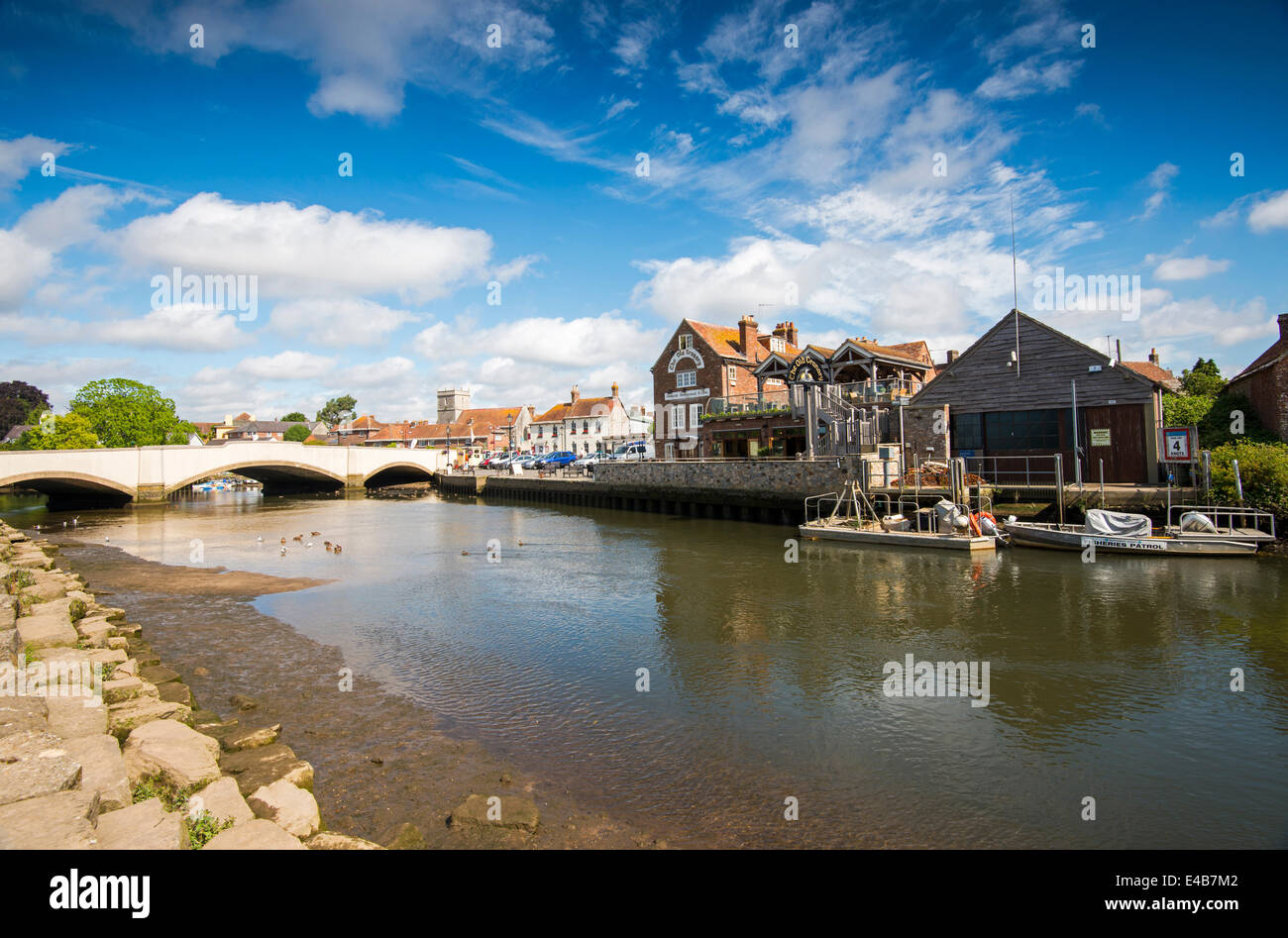 A sunny summer day by the River Frome at Wareham, Dorset England UK ...