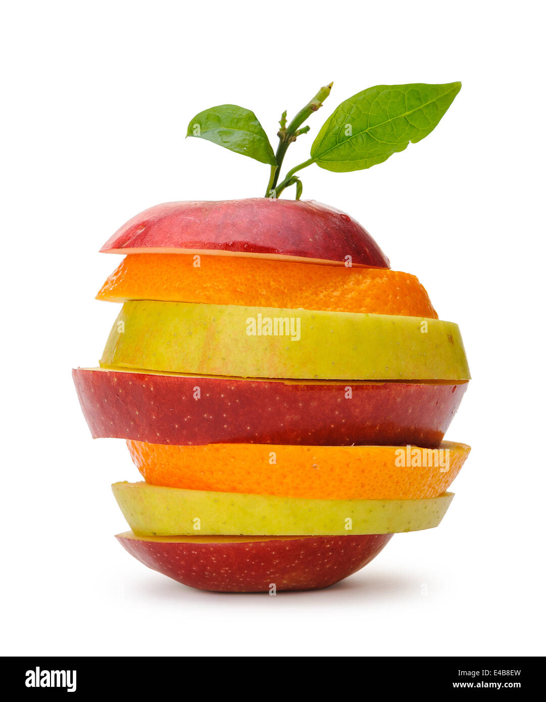 Apple and orange cut sections Stock Photo - Alamy