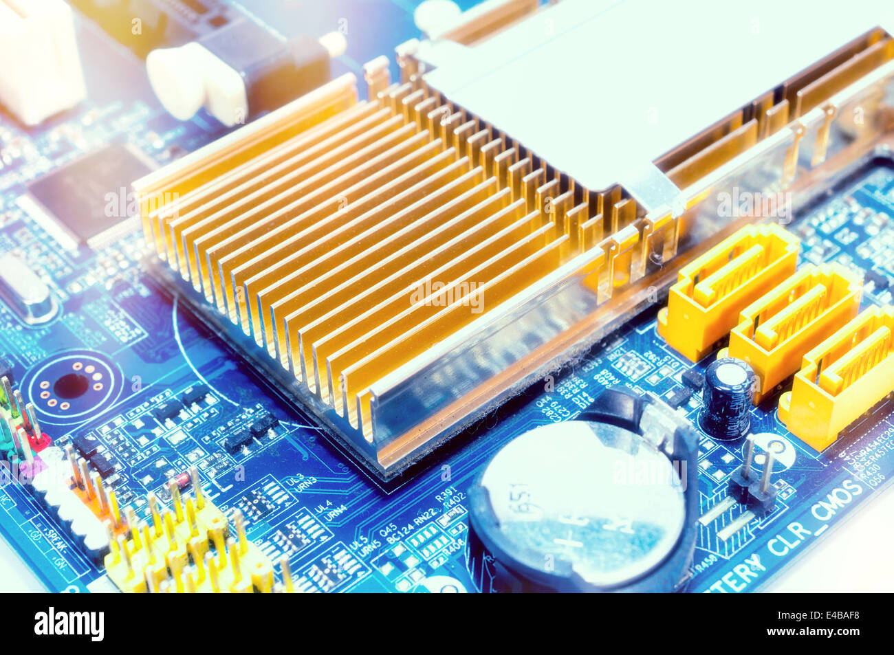 Close up to computer motherboard.Selective focus in the middle Stock ...