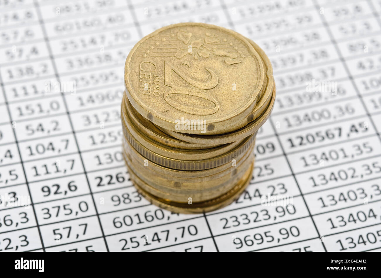 Coins on stock chart Stock Photo - Alamy