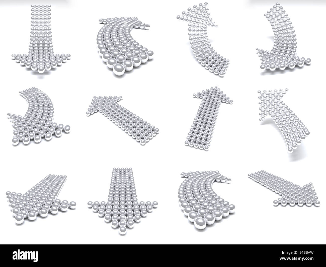 Grey arrows consisting of metal balls Stock Photo - Alamy