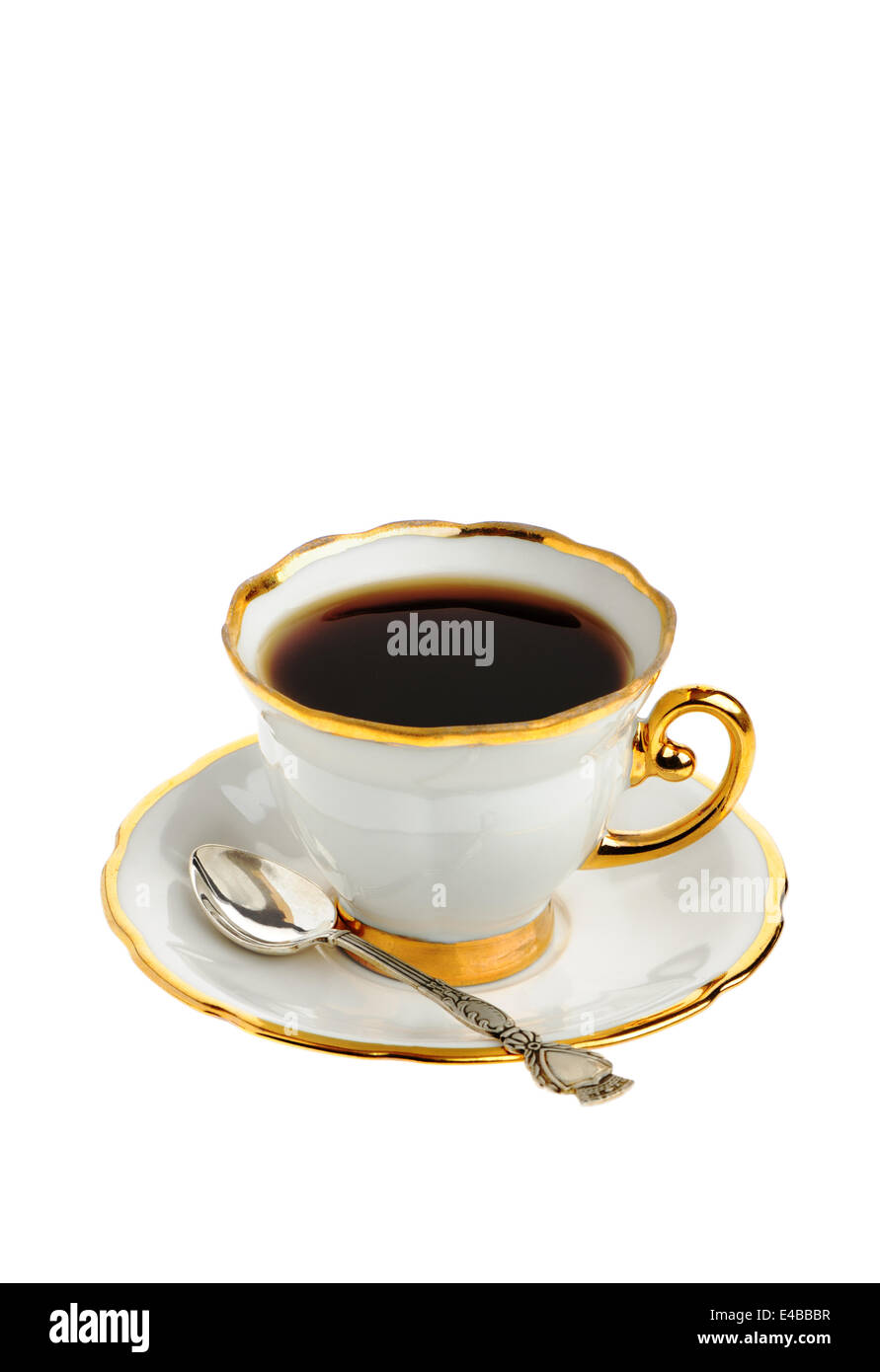 stylish coffee cup with silver spoon Stock Photo - Alamy