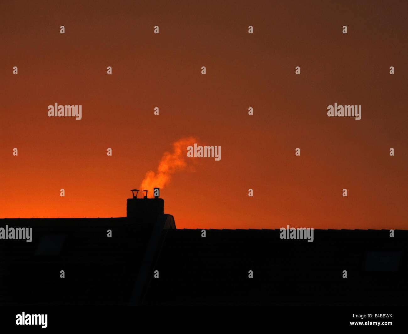 chimney at the afterglow Stock Photo - Alamy