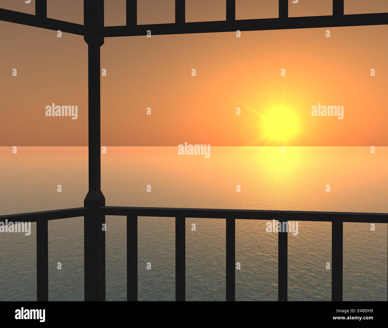 a sunset above a quiet sea Stock Photo - Alamy