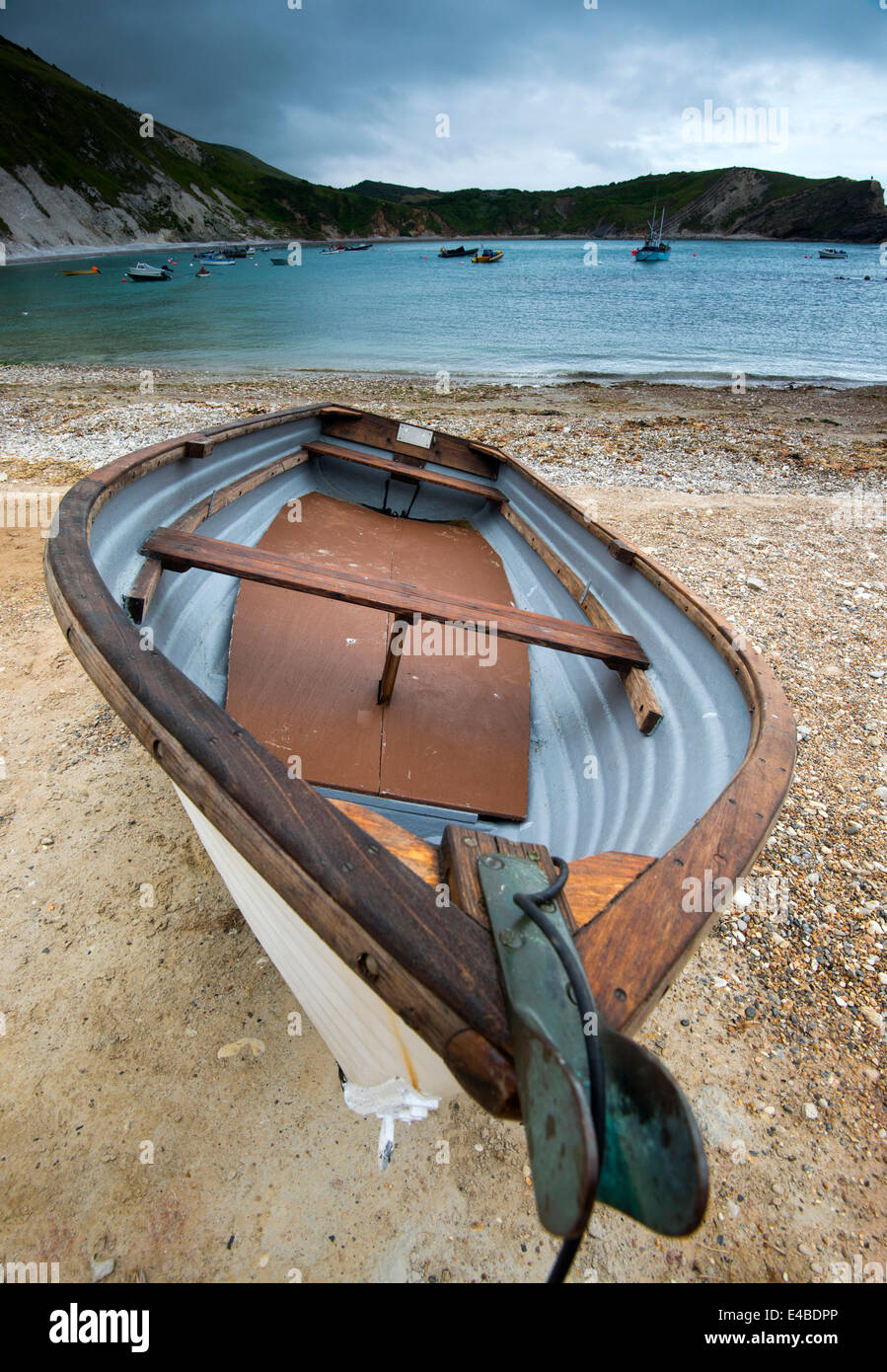Lulworth cove summer boat hi-res stock photography and images - Alamy