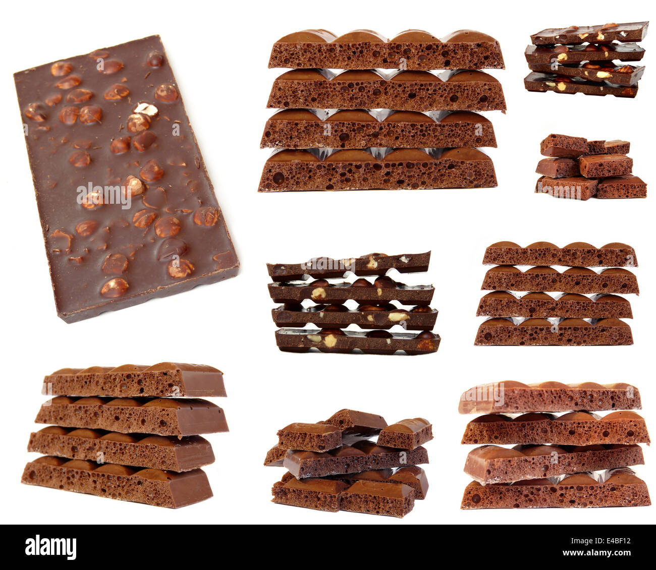 Chocolate isolated on white background. Collage Stock Photo - Alamy