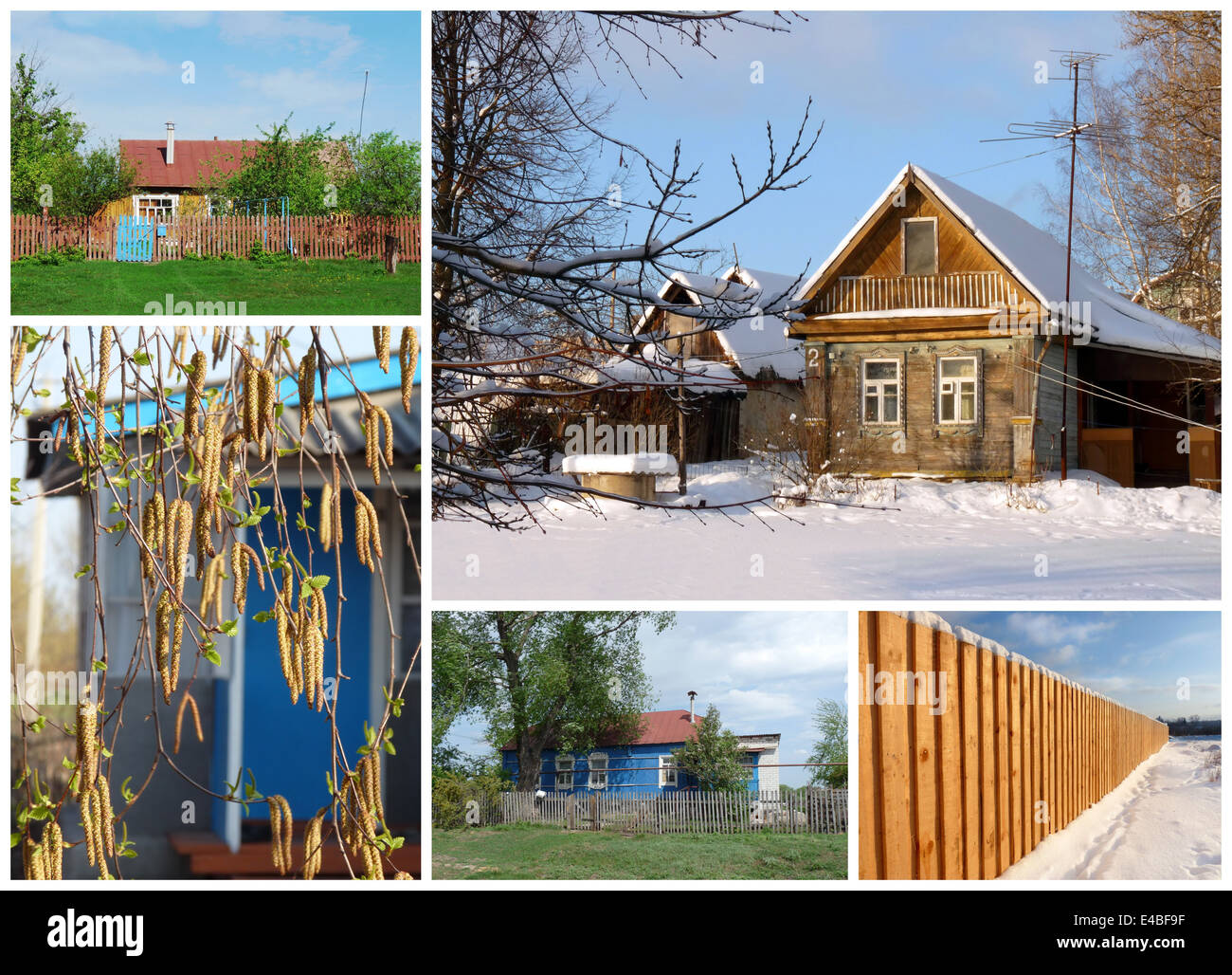 Village, photo collage. All Seasons Stock Photo - Alamy