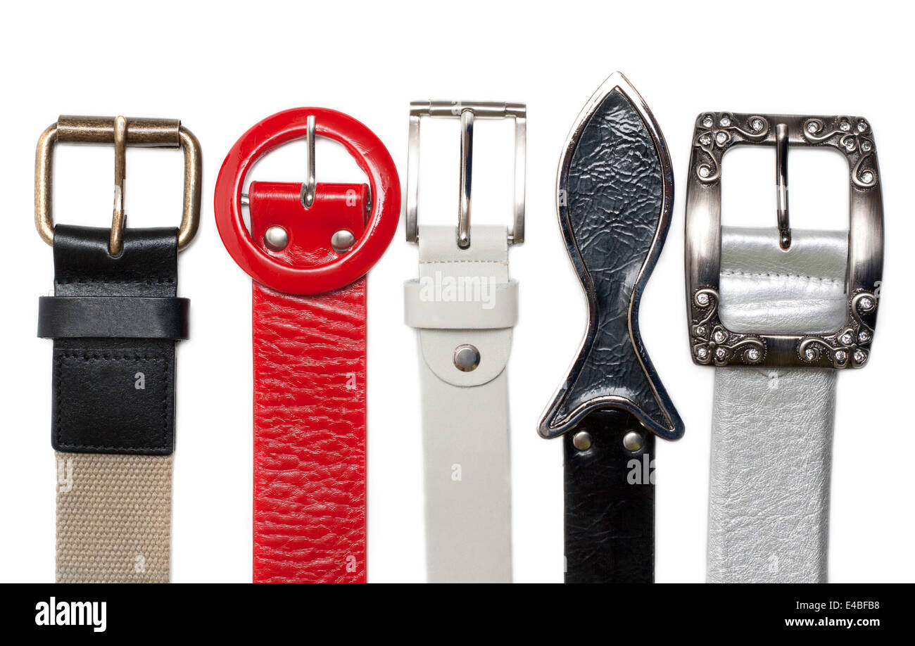Buckles belt over white background Stock Photo - Alamy
