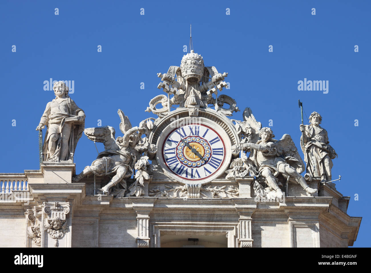 Clock on facade of Saint Peter basilica. Rome, Italy Stock Photo - Alamy