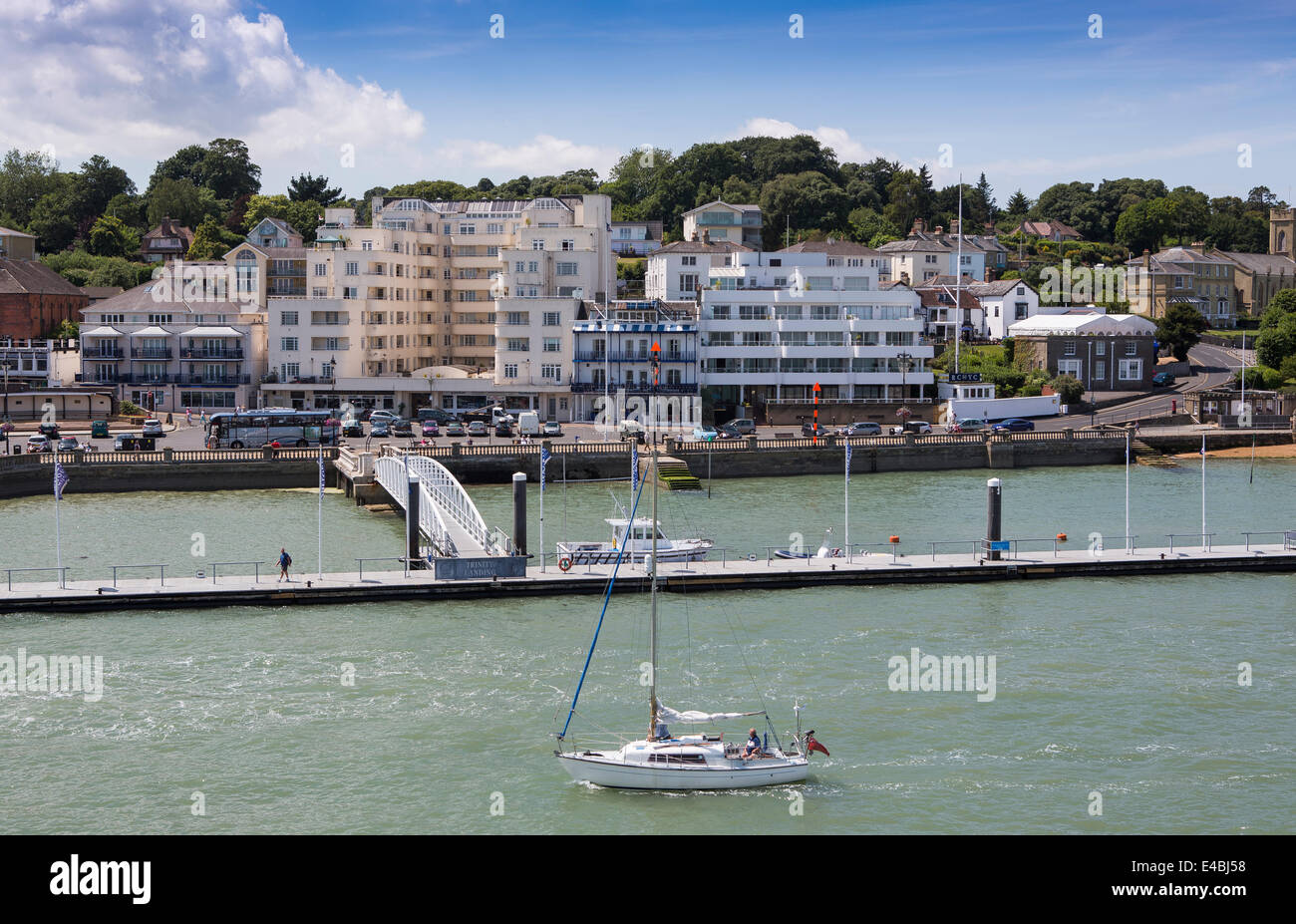 General view of Cowes marina on the Isle of Wight on a sunny summer day ...